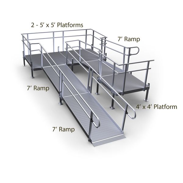 Silver Spring 21ft Side-Entry U-Shaped Modular Ramp with 4ft Top ...