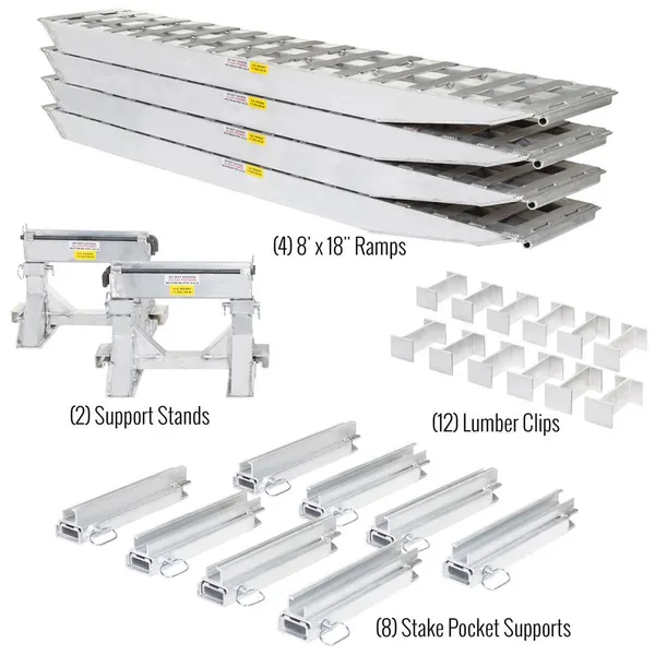 18" Wide 23,500-lb Capacity Step Deck Trailer with 4 Bunk Load Levelers ...