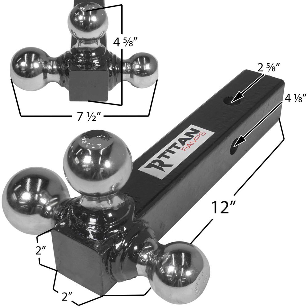 Titan Ramps Triple Ball Trailer Hitch Mount, 2" Class III/IV | Discount ...